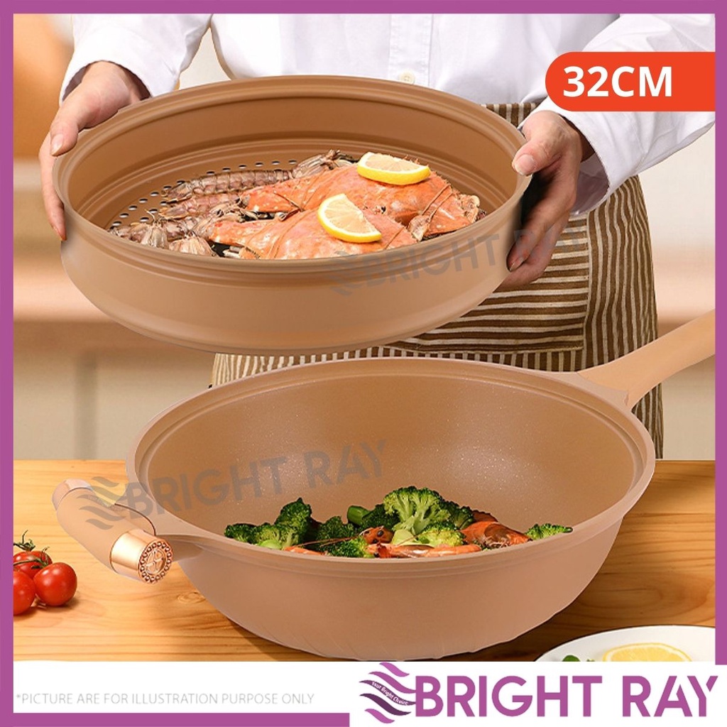 [SIZE : 32CM] Non Stick Frying Pan Micro Pressure Frying Pan Gas and ...