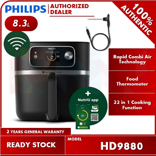 Philips 8.3L 22 IN 1 CombiAir XXL Air Fryer with Food Thermometer ...
