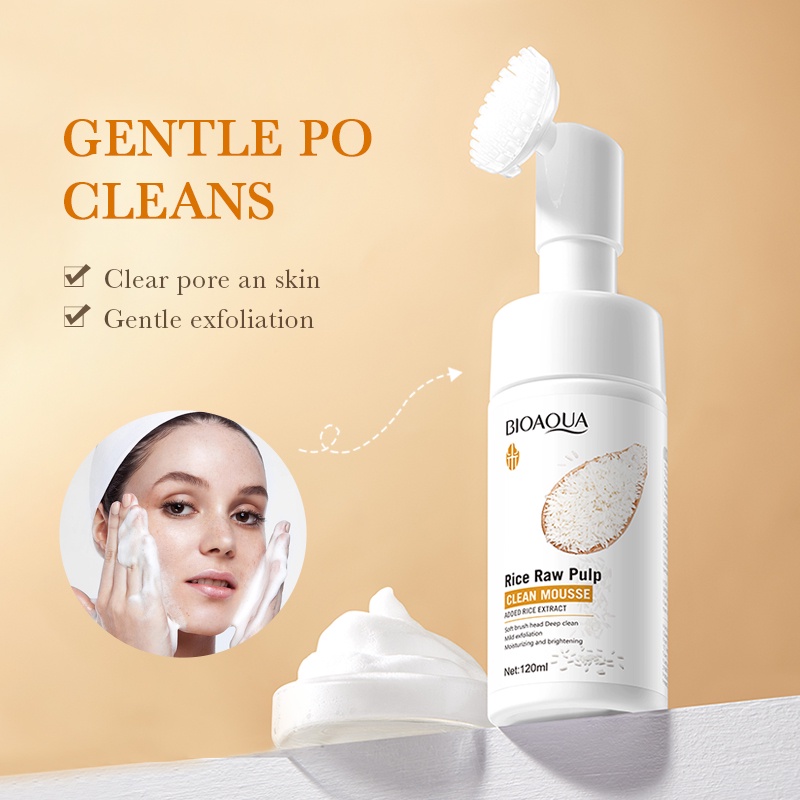 BIOAQUA Rice Raw Pulp Clean Mousse Foam Cleanser Pore Cleansing Facial ...