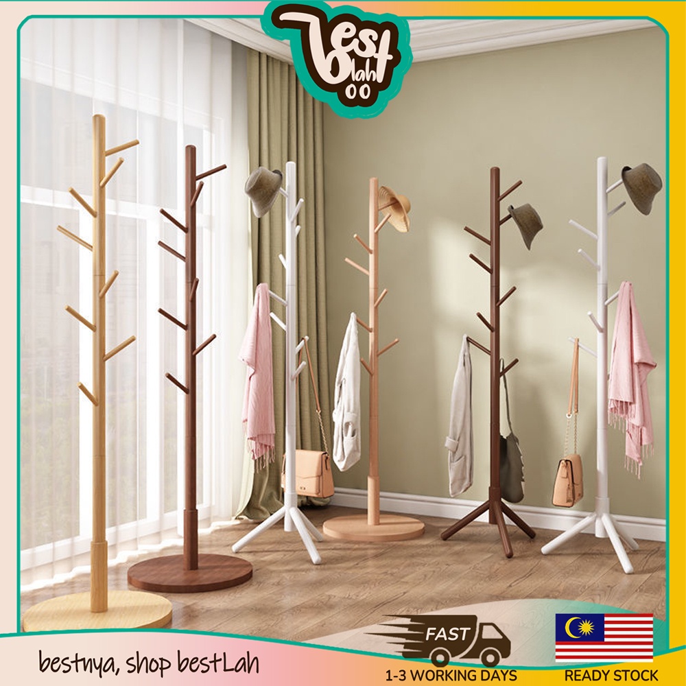 BESTLAHH Hall Tree Standing Rack Hat Coat Rack Tree Free Stand Hanger ...