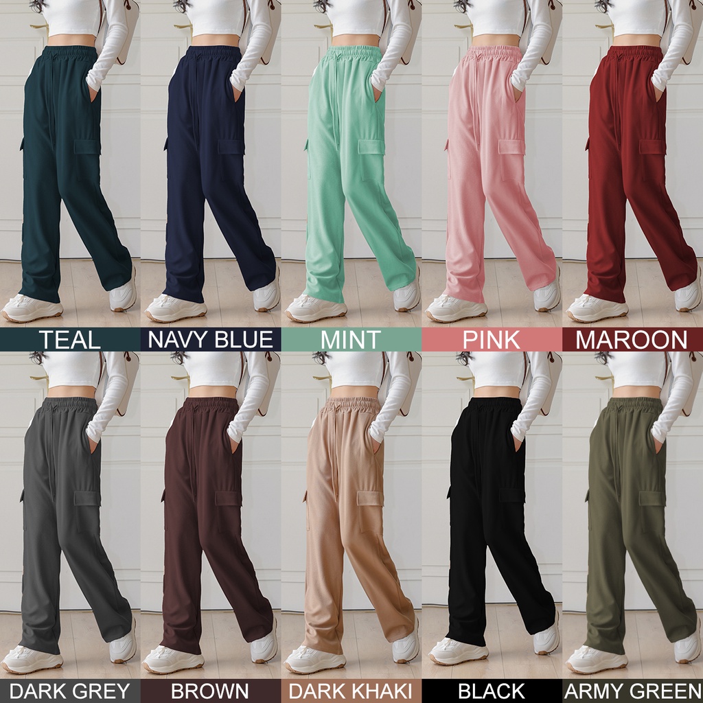 BAJU RAYA 2025 MK cargo pants women Multi Pocket Cotton Laici Straight ...