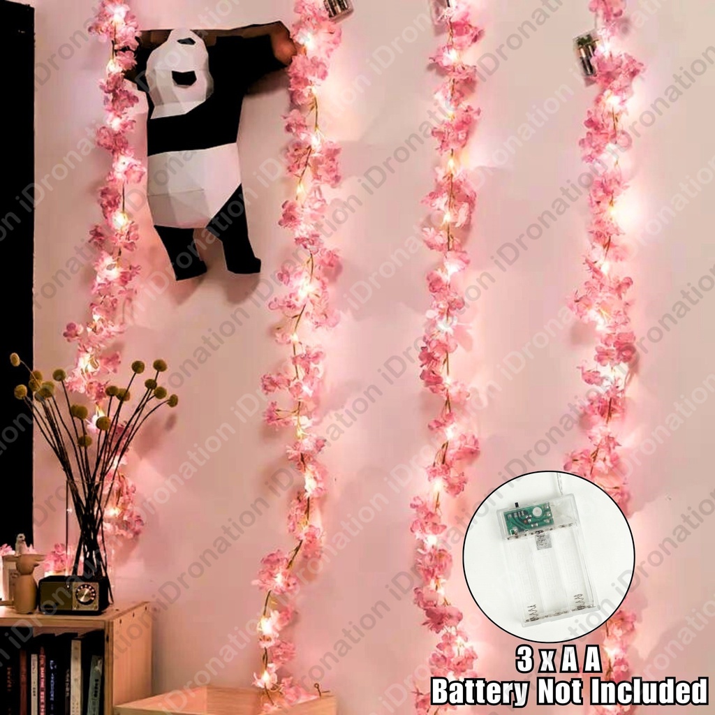 Sakura Flower 20LED 2M String Fairy Light Garland Deco AA Battery ...