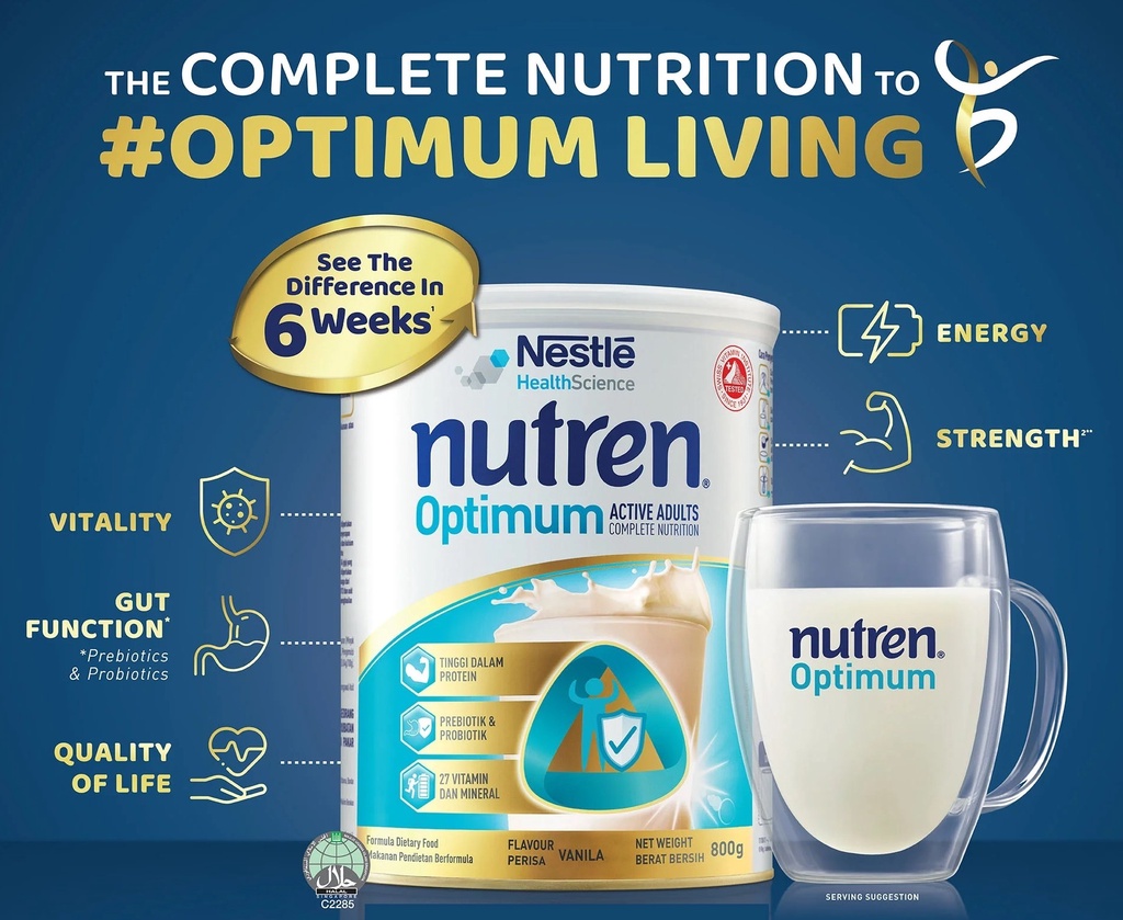 Nestle Nutren Optimum Complete Nutrition Powder 800g (Exp: May 2027) Vanilla | Shopee Malaysia