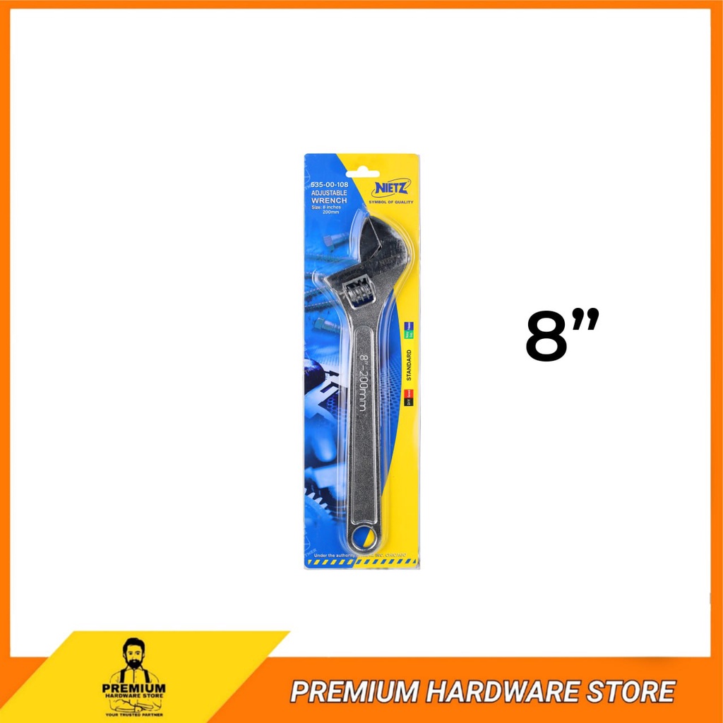 NIETZ Heavy-Duty Adjustable Wrench 8" Inch Home Hand Tool Spanar Sepana ...