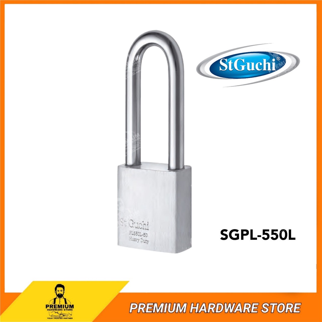 ST GUCHI SGPL-550L Anti Cut Long Shackle Padlock (50mm) Stainless Steel ...