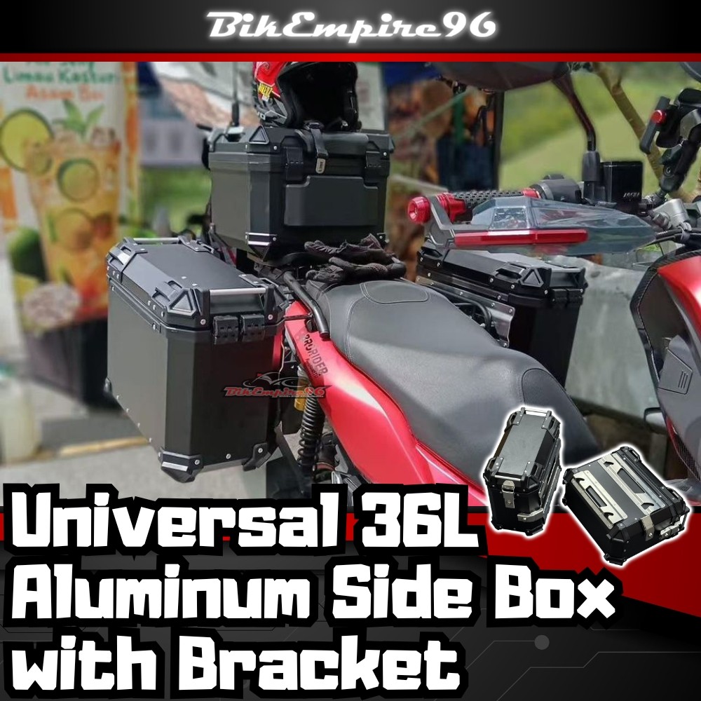 Universal Aluminum Side Box 36L with Bracket Side Luggage Cases Storage ...
