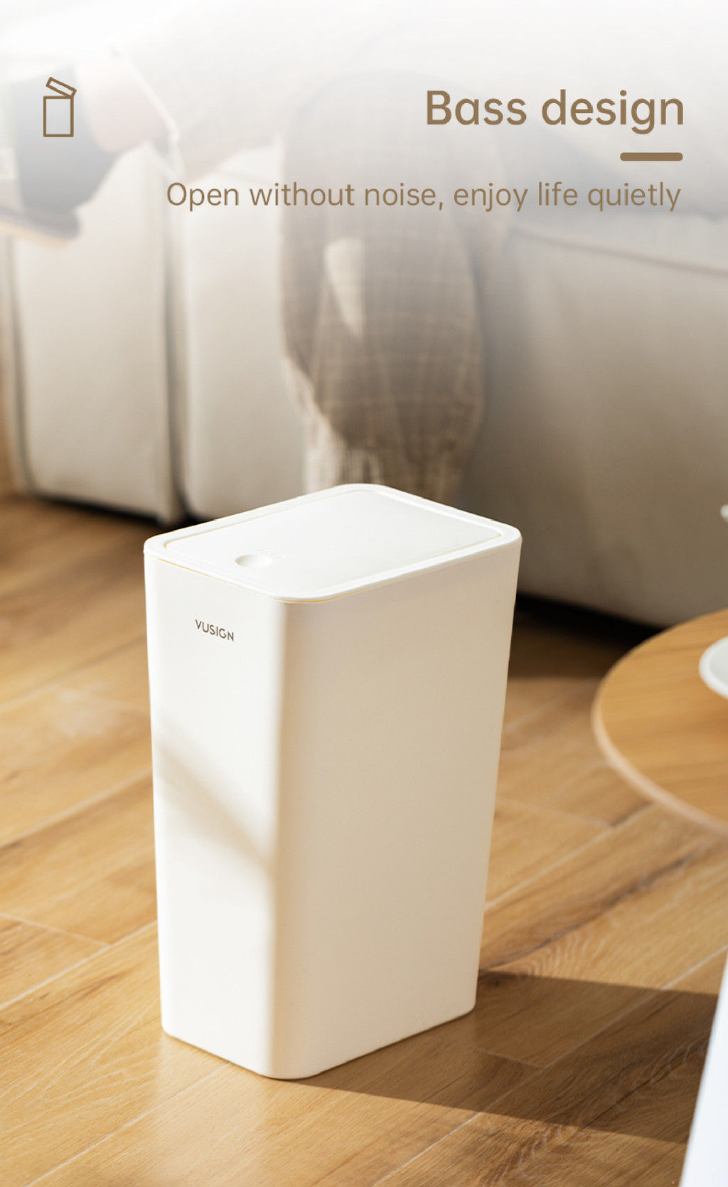 Deli Vusign Nordic Trash Can With Press-Type Cover Rubbish Bin Dustbin ...