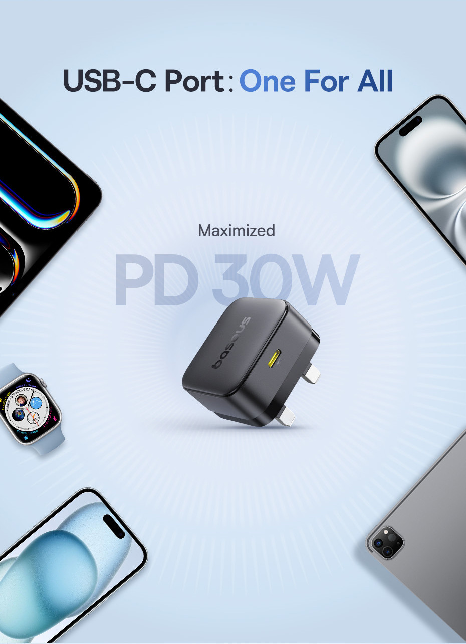 Baseus Palm Fast Charger USB C PD 30W Fast Charging UK for iP 16 Pro Max/15/14/13/12 | Shopee ...