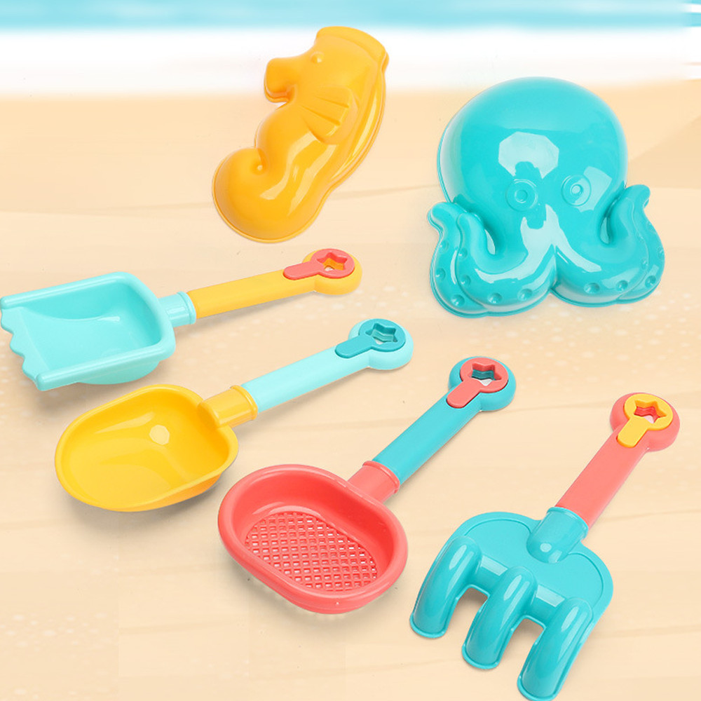Realeos Beach Toy Bucket Set with Watering Can Shovel Mould Sand Castle ...