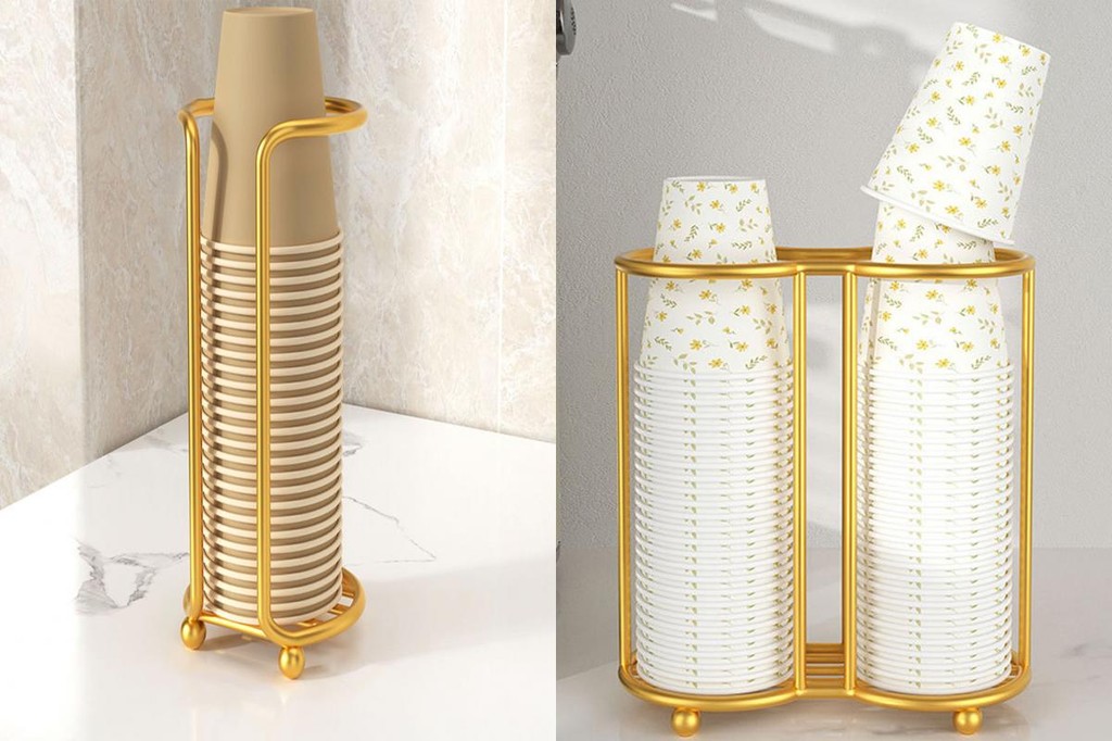 [CF] Inverted Cup Holder Stackable Beverage Rack 2 Compartment Kitchen ...