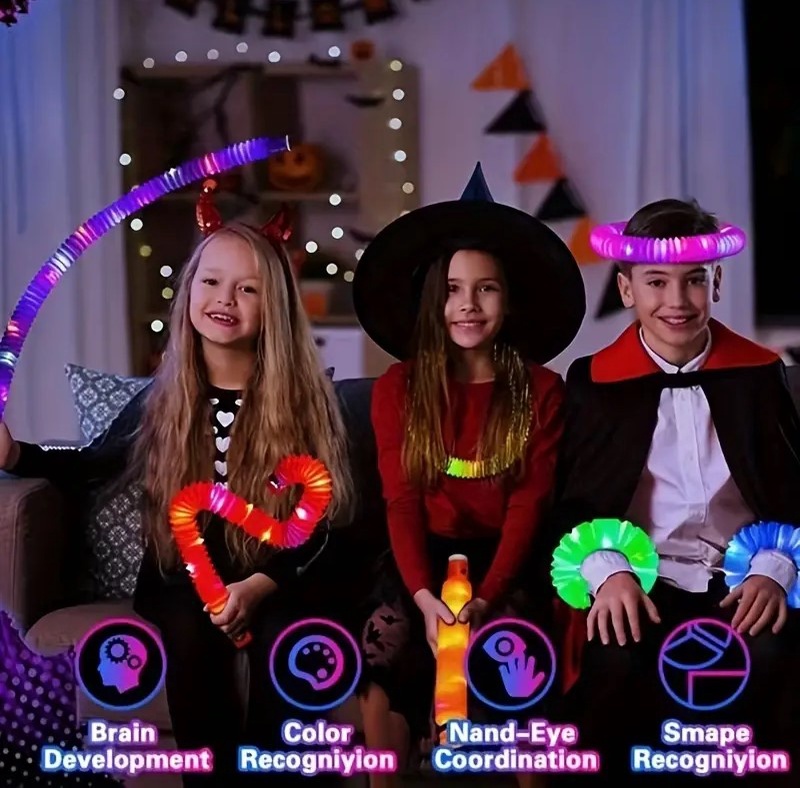 1 Pcs LED Pop Light Tubes Sensory Toy Pull Stretch Tube Children ...