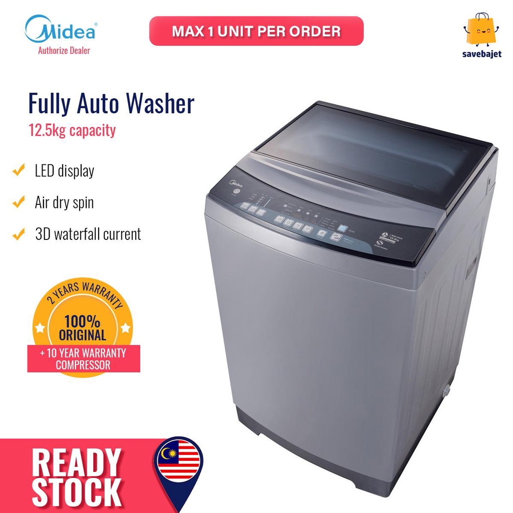 Midea Fully Auto Washing Machine Auto (12.5kg) MFW-1255CV | Shopee Malaysia