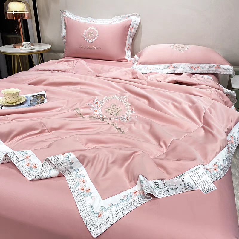 Premium Tencl 4 in 1 ICE SILK Set Comforter Set Cadar Bedding Set Plain ...