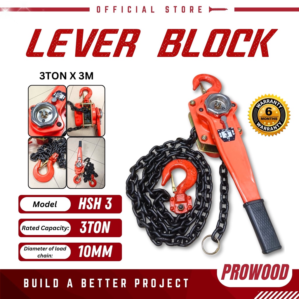 Hand Operated Lever Hoist Heavy Duty Hook 3Ton x 3M Lever Block Manual ...