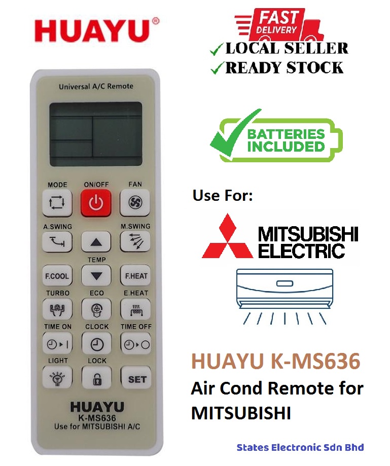 HUAYU K-MS636 Air Cond Replacement Remote Control for MITSUBISHI Air ...
