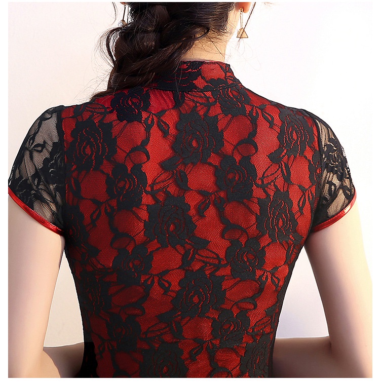 Improved Cheongsam Lace Cheongsam Costume Catwalk Plus Size Dress ...