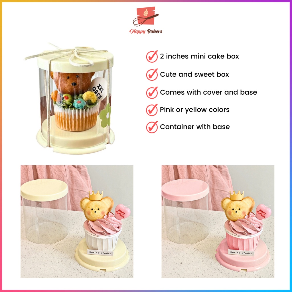 Mini Cake Round Container Box 2 inches For Small Cakes Cupcakes Sweets ...