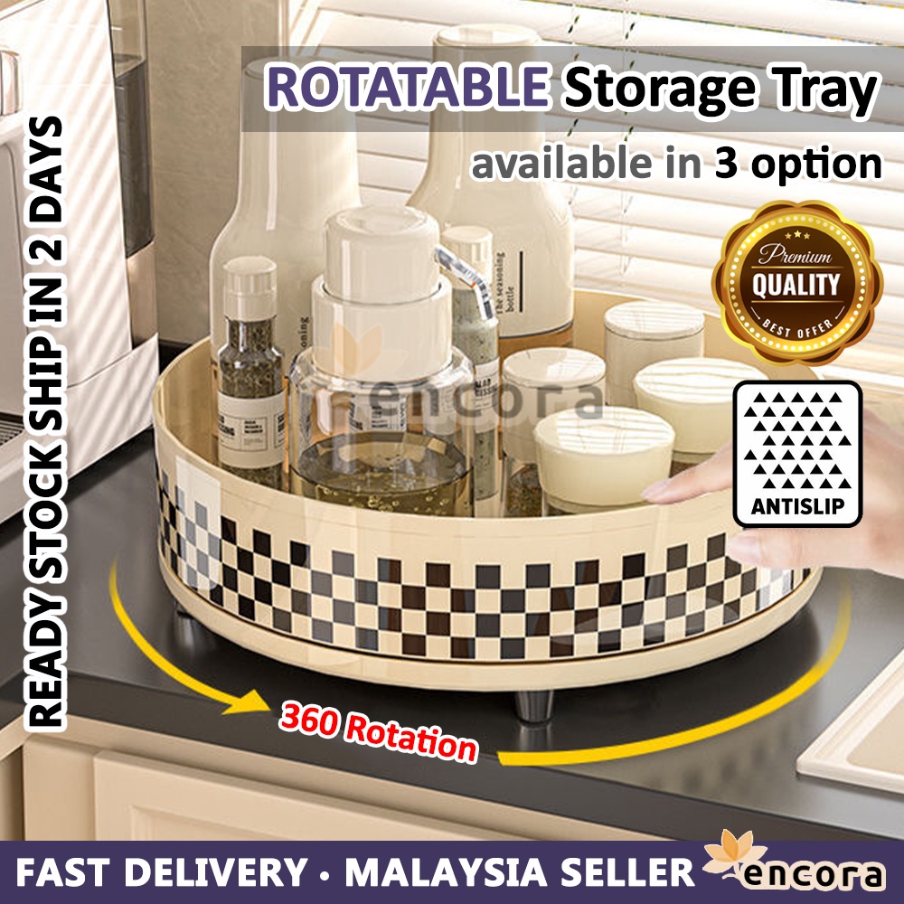 Encora 360° Rotating Storage Tray Condiment Storage Rack Bekas ...