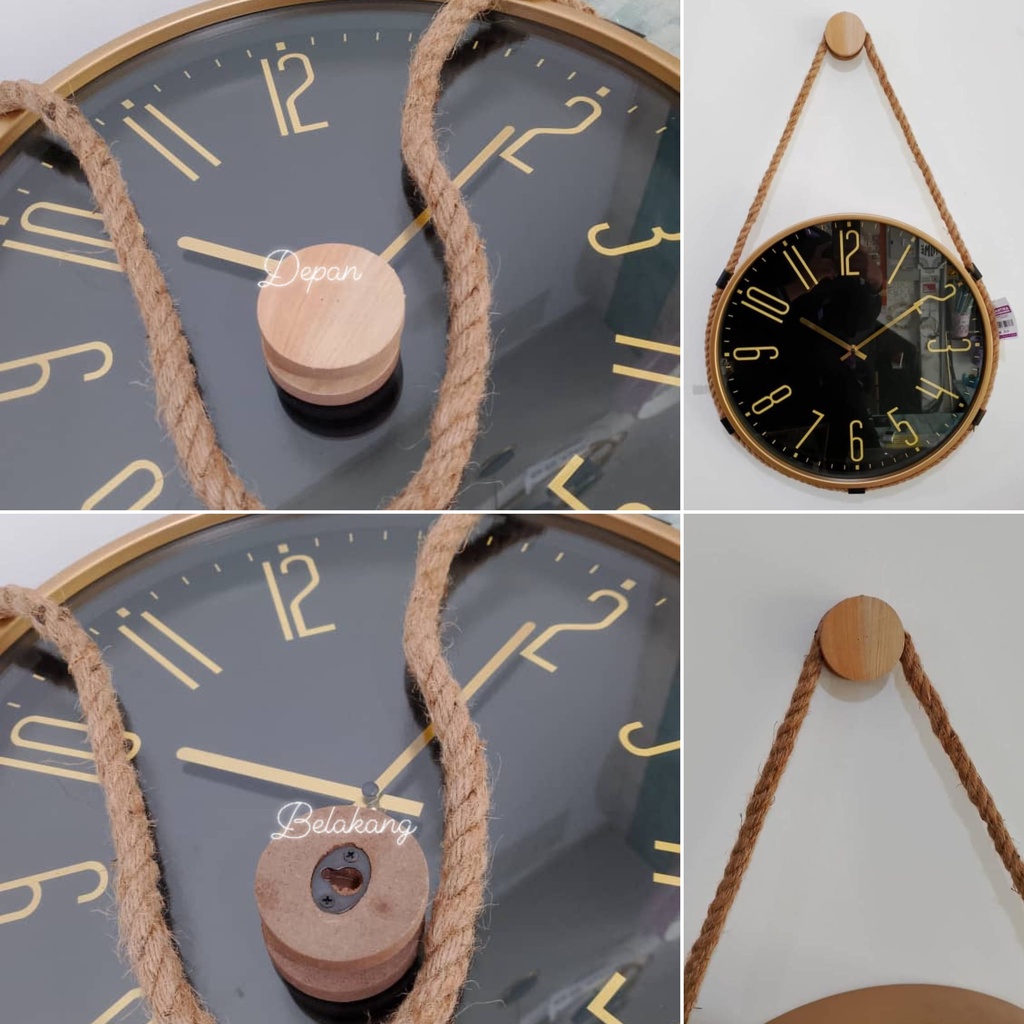 Romantika Rope Wall Hanger Clock Pully Wall Clock Jam Dinding gantung ...