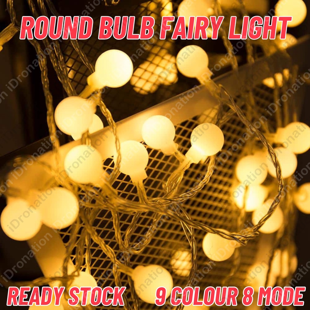 Lampu Raya Round 100LED 10Mete String Fairy Light Lamp Christmas ...