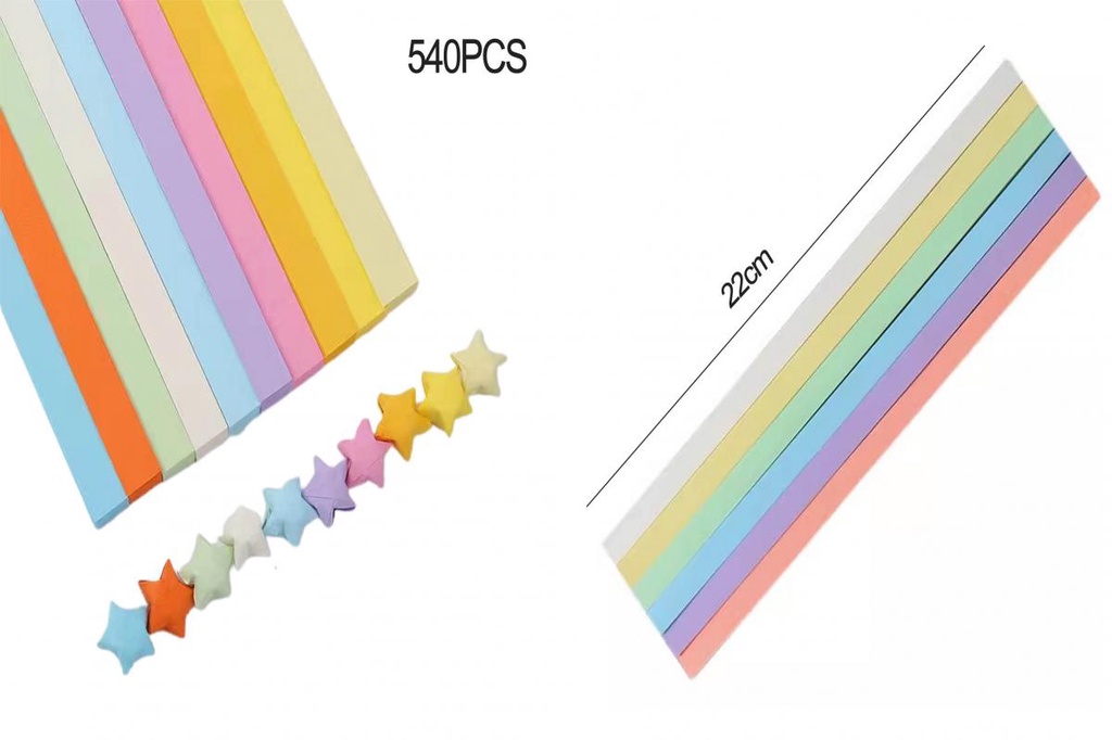 BF Origami Star Paper Colorful Star Paper Strip 540pcs Origami Lucky ...