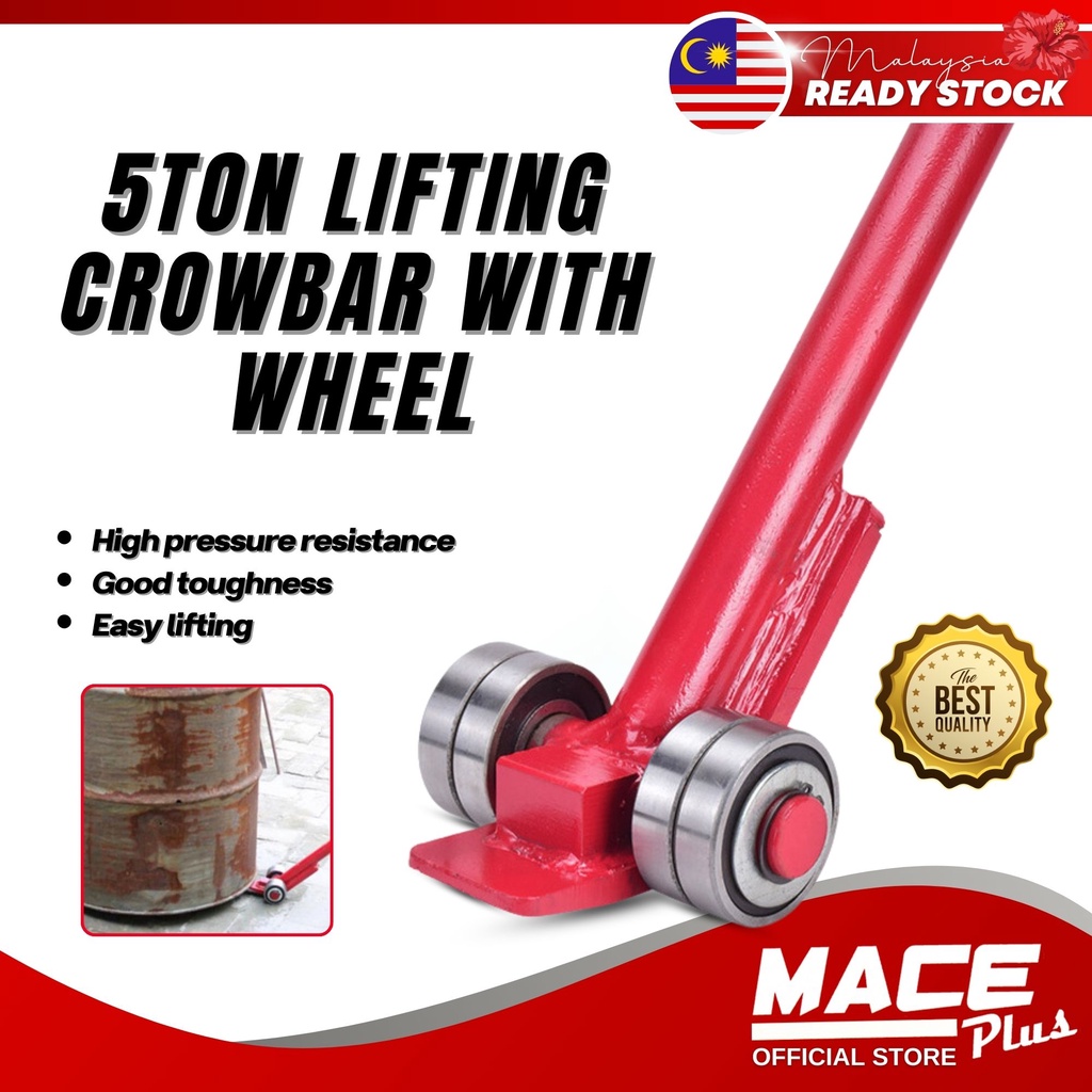5 Ton Heavy Duty Lifting Crowbar with Wheel Pulley Flat Head Seamless ...