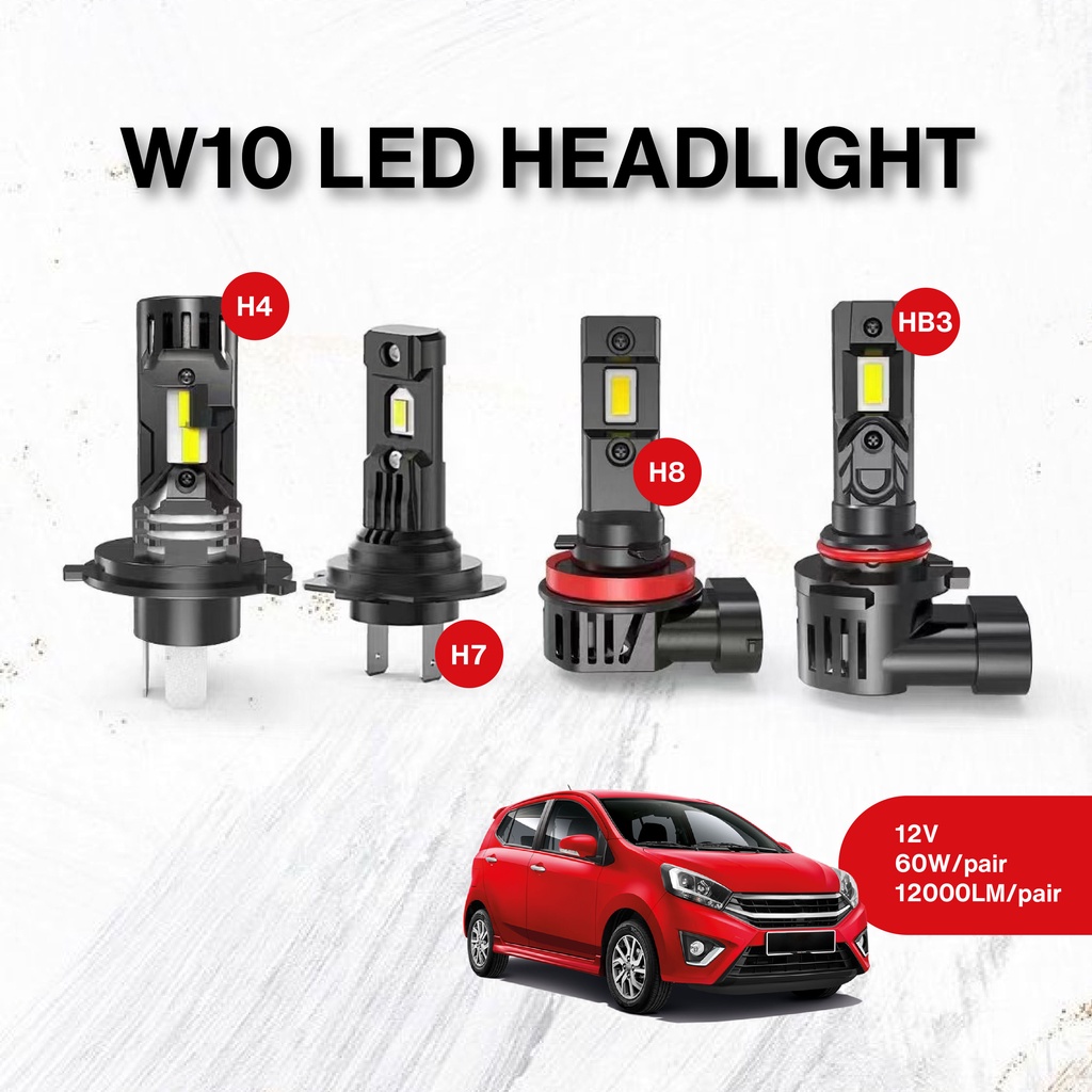 [PERODUA] Axia 2PCS 1:1 Car LED Headlight Foglight Bulb Hi/Lo Beam H4 ...