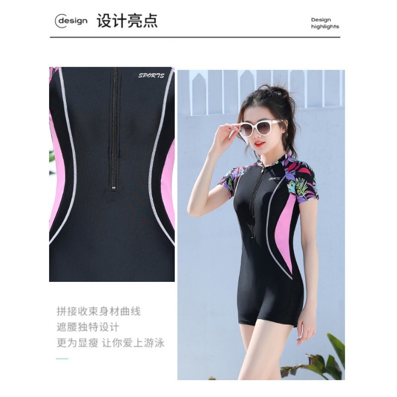 Fast Shipping New Style One Piece Boxer Swimsuit Women Conservative Hot