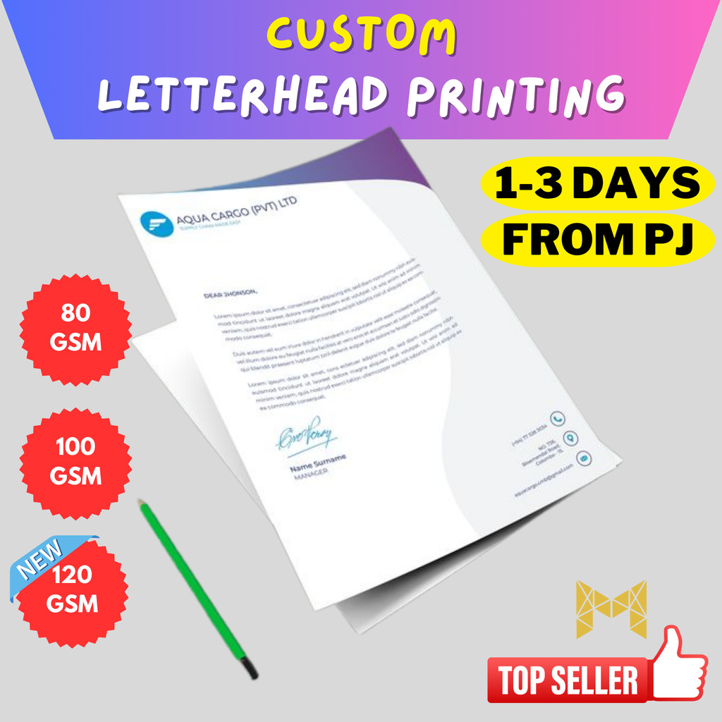 Letterhead Printing (80/100/120gsm)(1-3 WORKING DAYS) | Shopee Malaysia