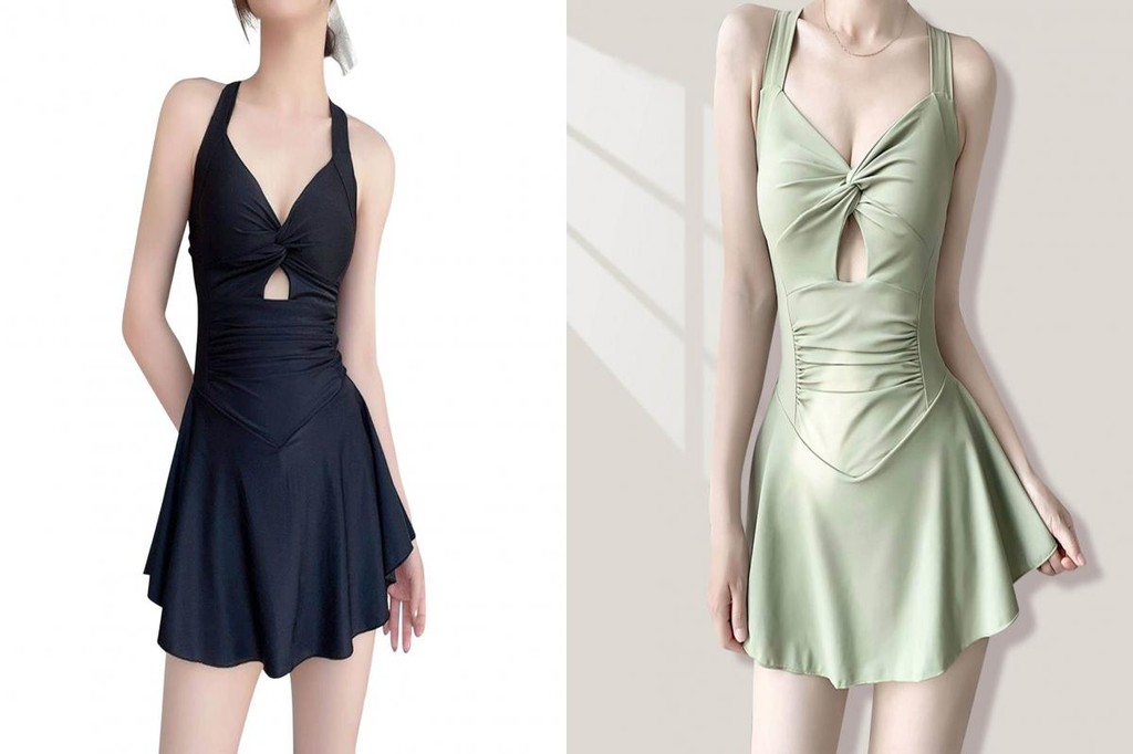 Swimsuit Skirt Halterneck Monokini Sexy Halter Neck One-piece Swimsuit ...