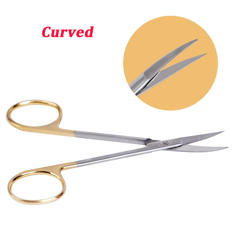 Stainless Steel Dental Surgical Scissors Straight/Curved Tip Gold ...