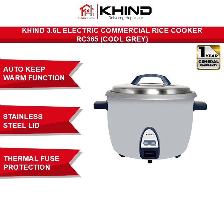 Khind 3.6L Electric Commercial Rice Cooker RC365 (Cool Grey) | Shopee ...