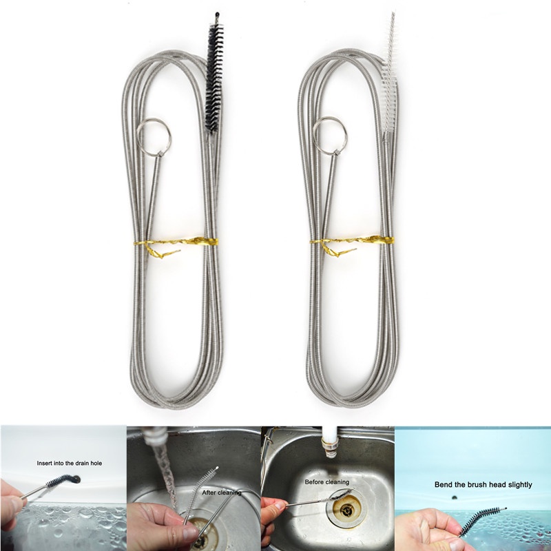 1/1.5M Flexible Refrigerator Hole Cleaning Brush Long Handle Stainless ...