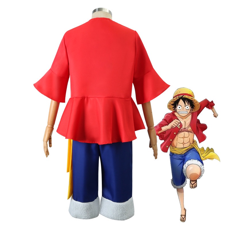 Full Set One Piece Luffy Cosplay Costume Straw Hat for Adult and ...