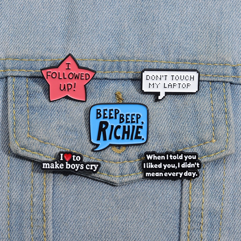 Colourful Letter Texts Enamel Pins Brooches Cartoon Quotes Dialogue ...