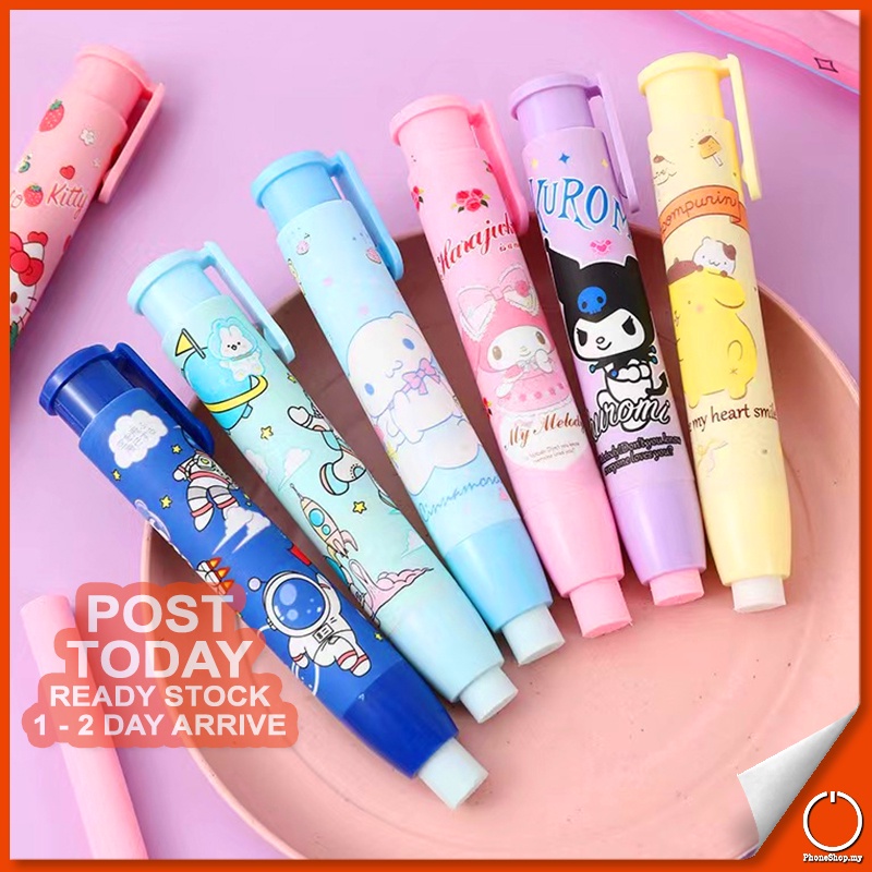 𝐄𝐀𝐒𝐘 𝐓𝐎 𝐇𝐎𝐋𝐃 Cute Cartoon Retractable Eraser Pen Push Type Rubber ...