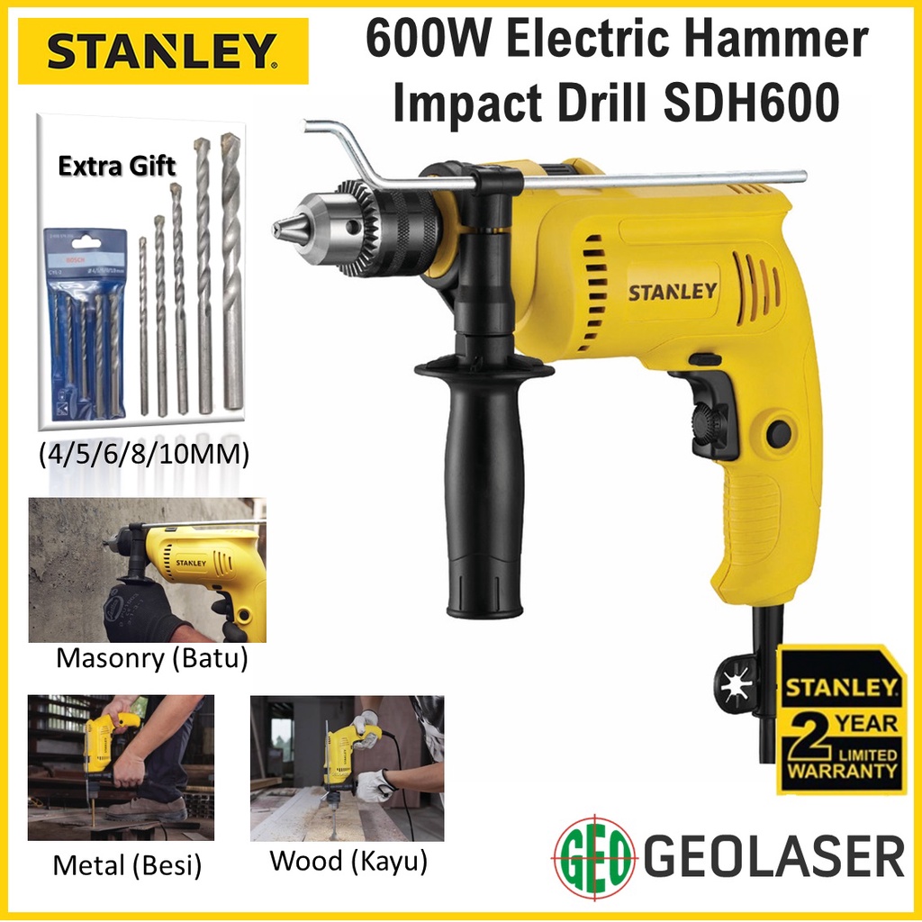 STANLEY 13MM 600W Electric Hammer Impact Drill SDH600 Get Extra Masonry ...