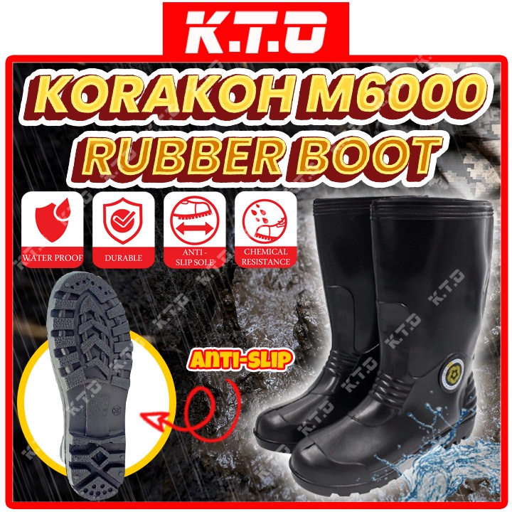 Korakoh M6000 Black PVC Rubber Safety Boots Highcut Waterproof Safety Shoes / Kasut Getah / 工业鞋 ...