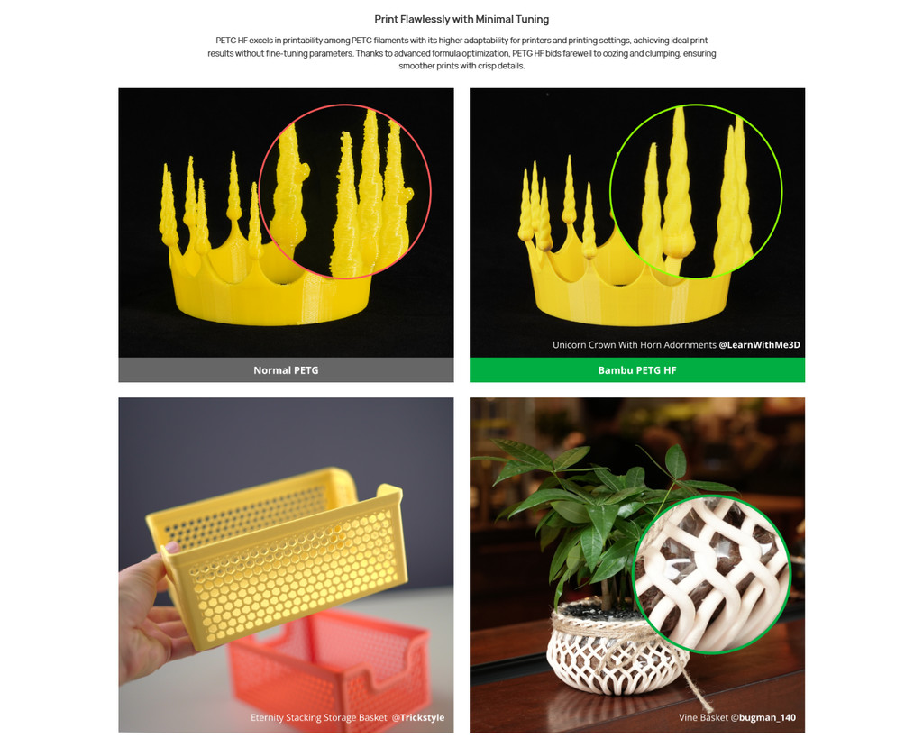 Bambu Lab PETG HF Filament 1KG 1.75mm Fast Printing PETG High Flow RFID ...