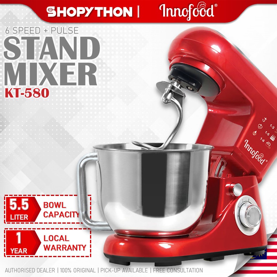 INNOFOOD Stand Mixer KT-580 - Blissful Red (5.5L/1000W) Pengadun Baking ...