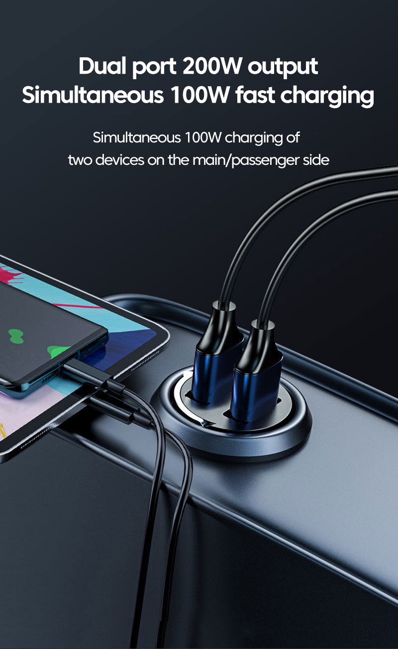 Mini 100W USB Car Charger Dual Ports Pull Ring Fast Charge Type C PD ...