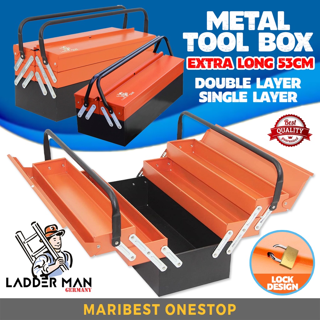 Ladderman Metal Cantilever Tool Box Storage Heavy Duty Steel Metal ...