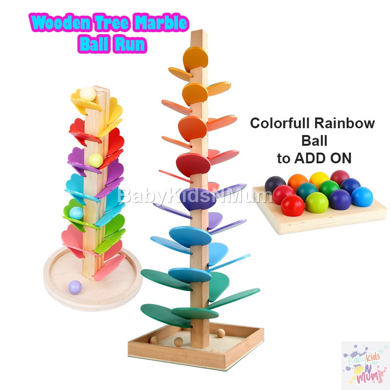 Wooden Tree Marble Ball Run Track Game Early Learning Toys Montessori ...