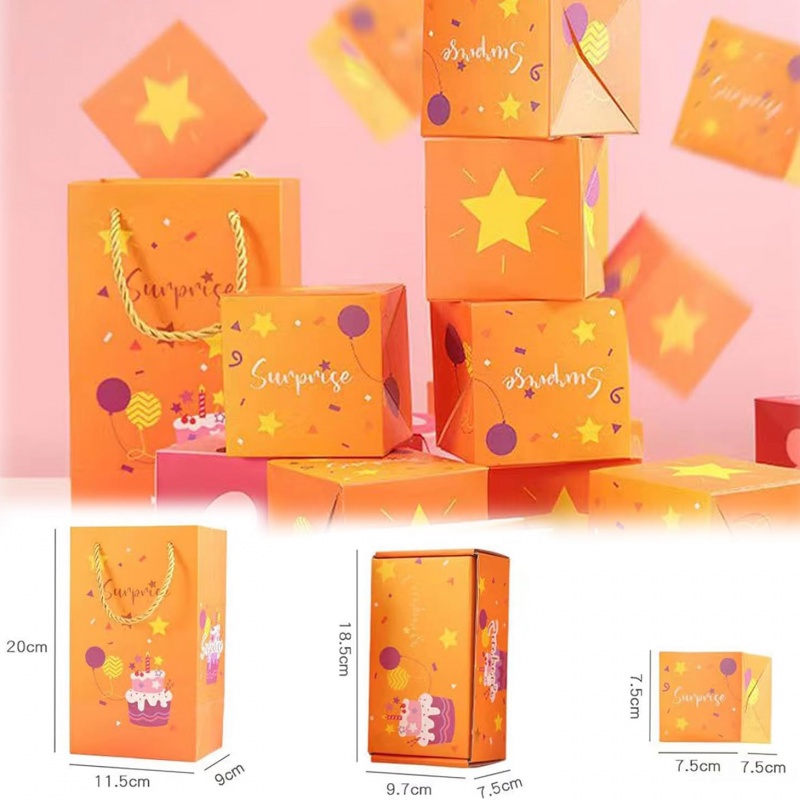 Surprise Gift Boxes Kids Birthday Goodie Pop Up Folding Bouncing Red ...
