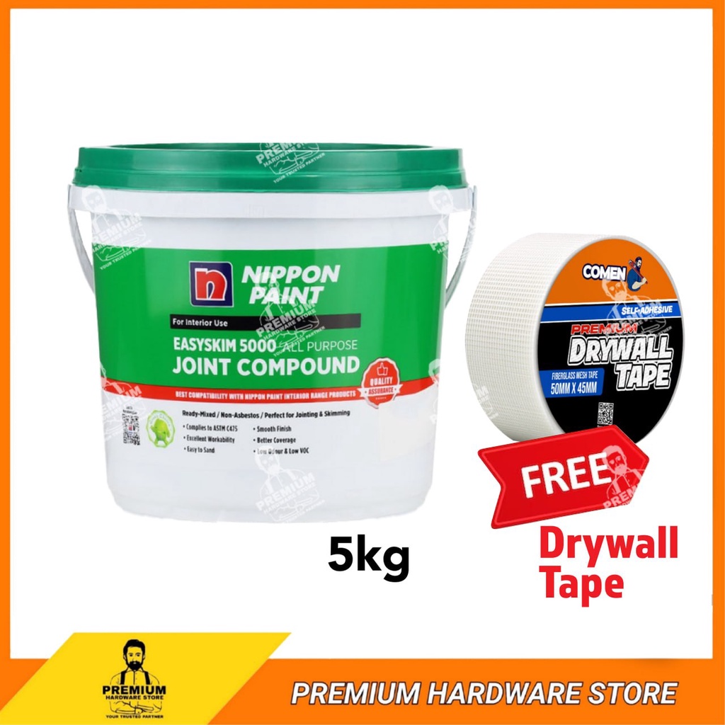 NIPPON PAINT Easyskim 5000 All Purpose Joint Compound 5KG Wall Cement ...