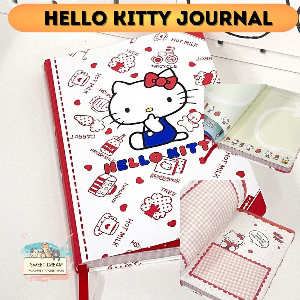 SANRIO Hello Kitty Notebook Cute Hard Cover Diary Journal Stationery ...