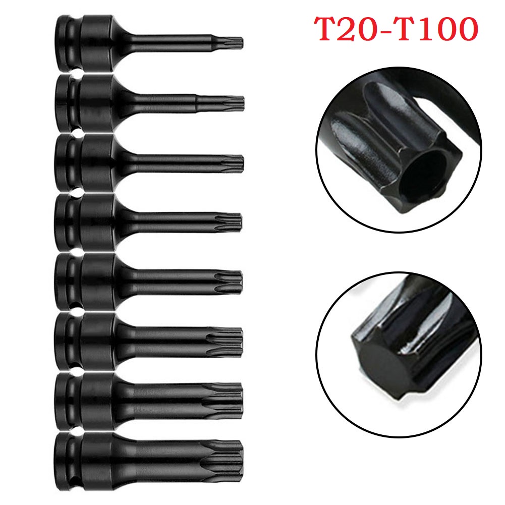 [DRHT]1PC 1/2inch Hex Torx Screwdriver Bit Impact Drive Socket Adapter Head T20-T100 | Shopee ...