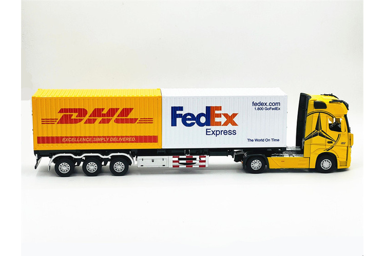 1/24 Double Container Truck Model Transport Truck Semi-Trailer Sound ...