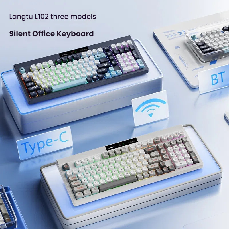 Wolf Tu L102 High-Appearance Office Mute Film Keyboard Wireless Three ...