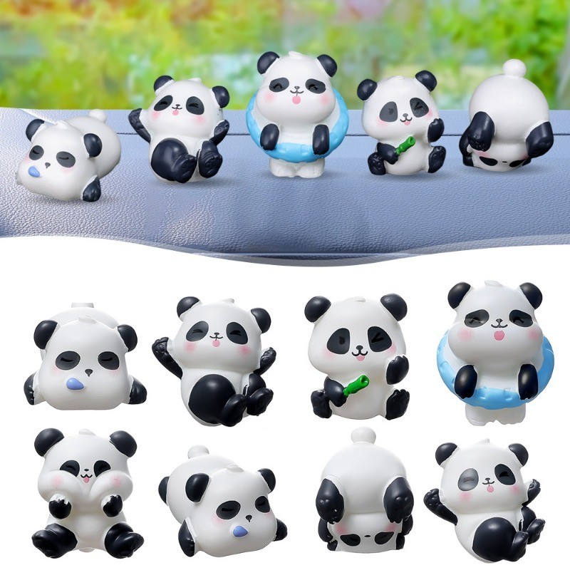 Bamboo Panda Ornament - Resin Little Panda Figurines - Micro Landscape ...